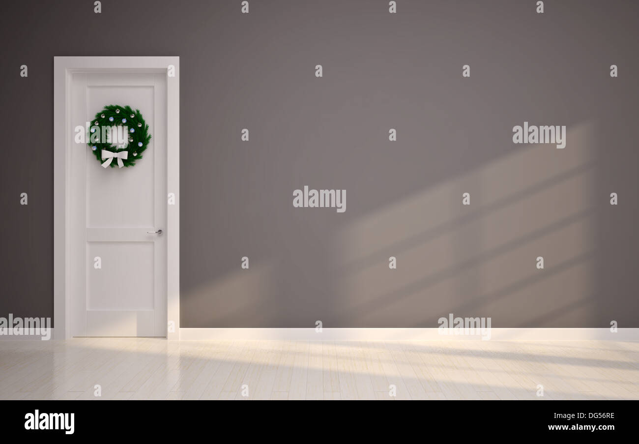 Christmas Empty interior with door Stock Photo - Alamy