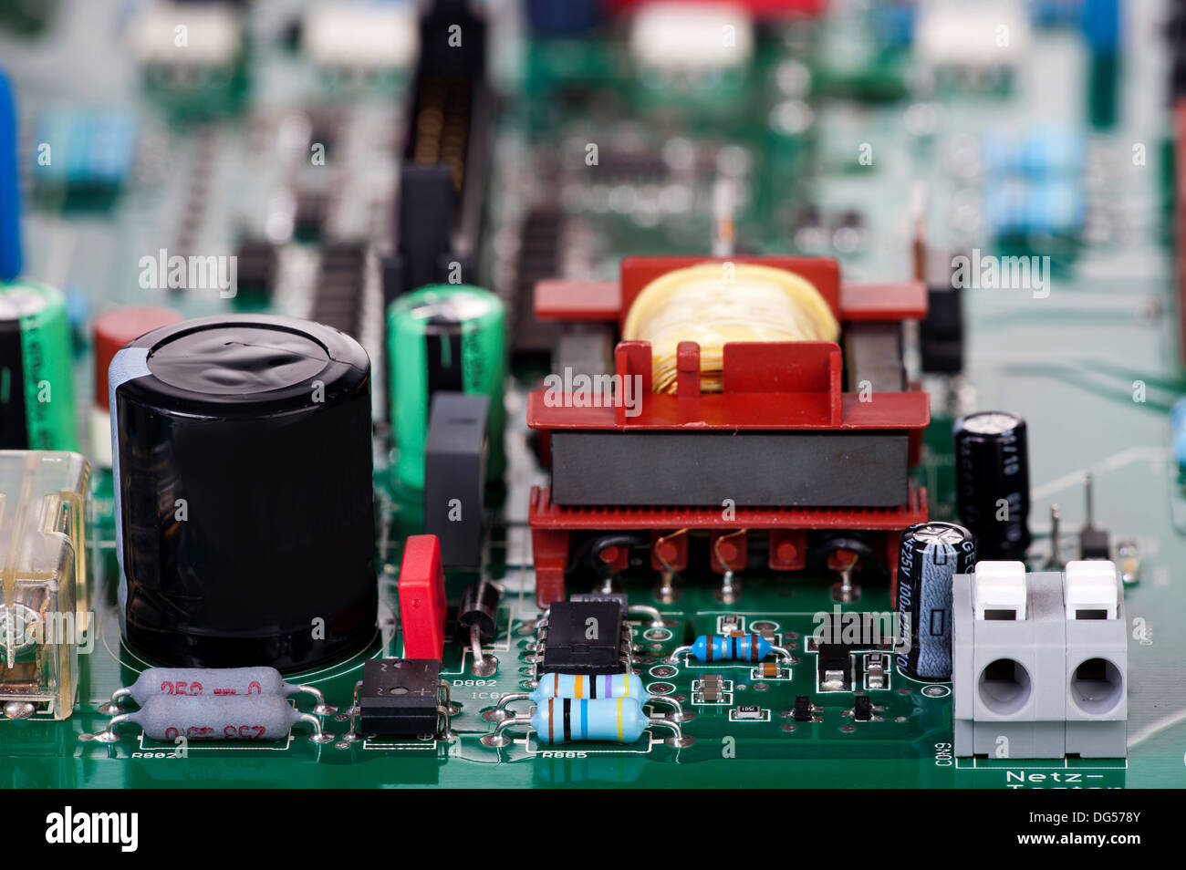 Conventional power electronic components on a circuit board Stock Photo ...