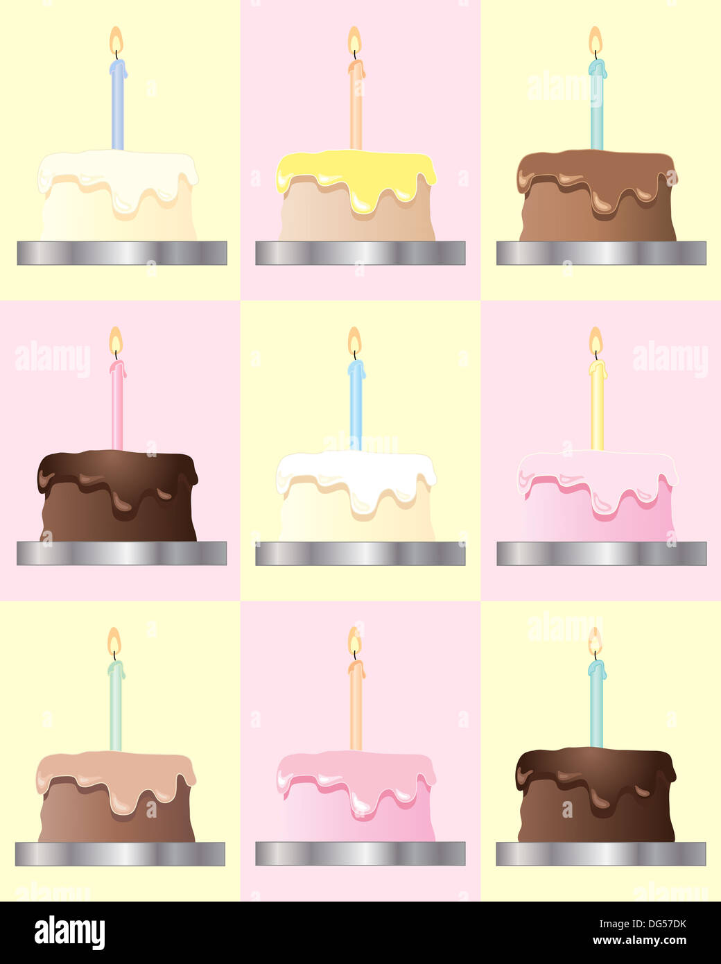 an illustration of a party invitation design with birthday cakes in ...