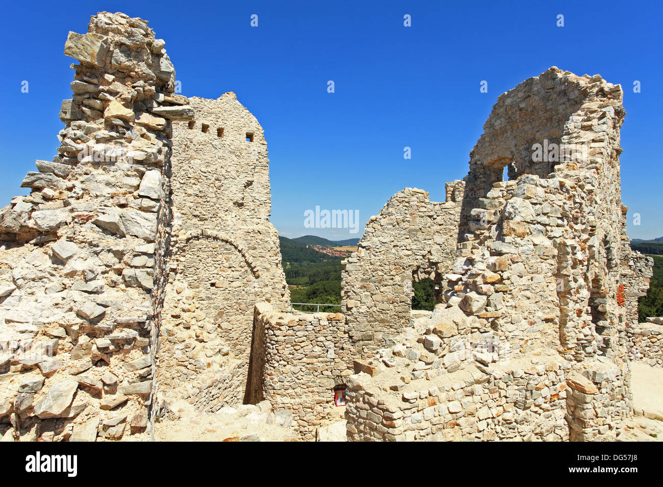 Ruins of medieval castle Hrusov located near village Skycov, Tribec ...