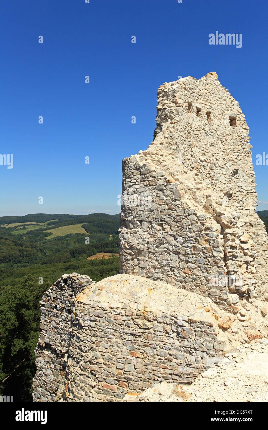 Ruins of medieval castle Hrusov located near village Skycov, Tribec ...