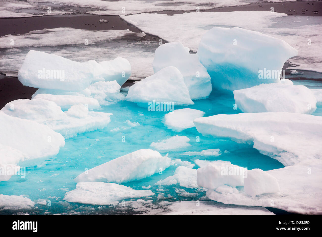 Rotten sea ice at over 80 degrees North off the north coast of Svalbard ...