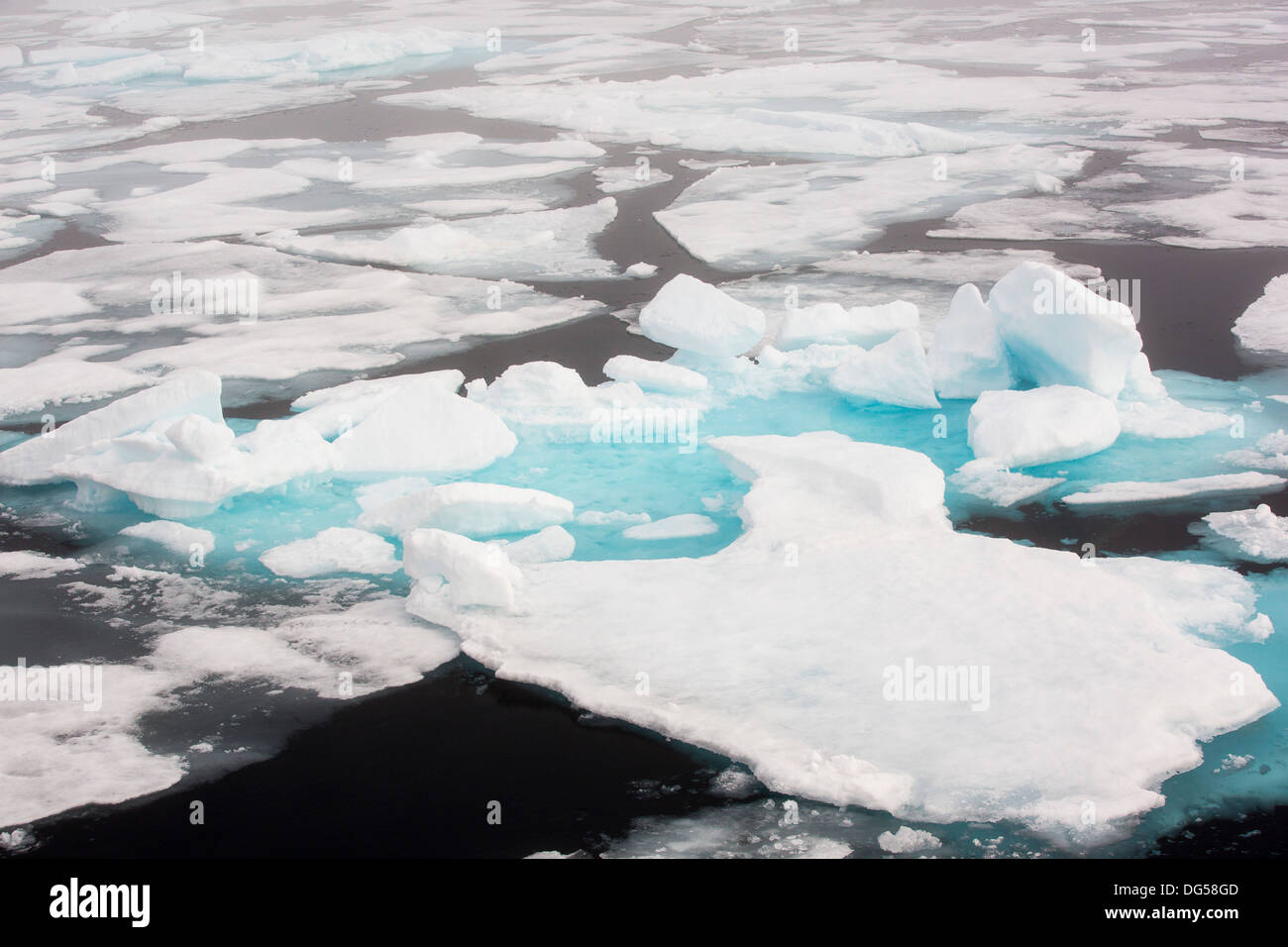 Rotten sea ice at over 80 degrees North off the north coast of Svalbard ...