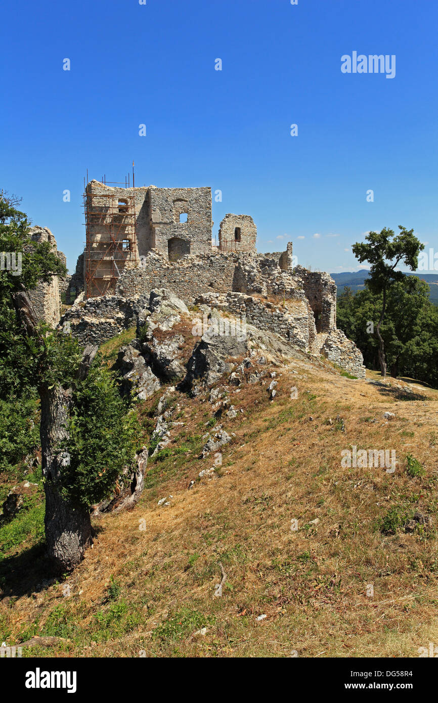Ruins of medieval castle Hrusov located near village Skycov, Tribec ...