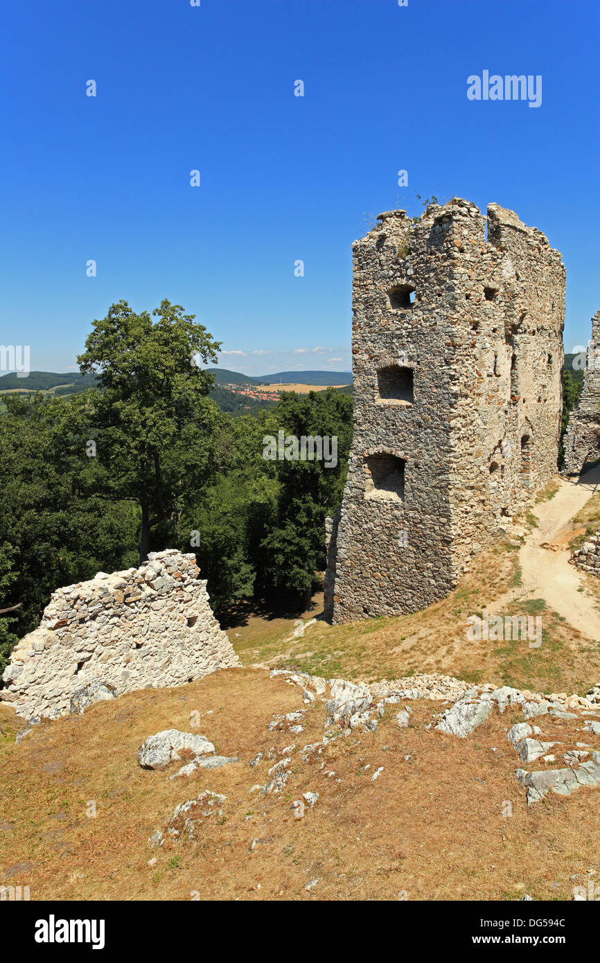 Ruins of medieval castle Hrusov located near village Skycov, Tribec ...