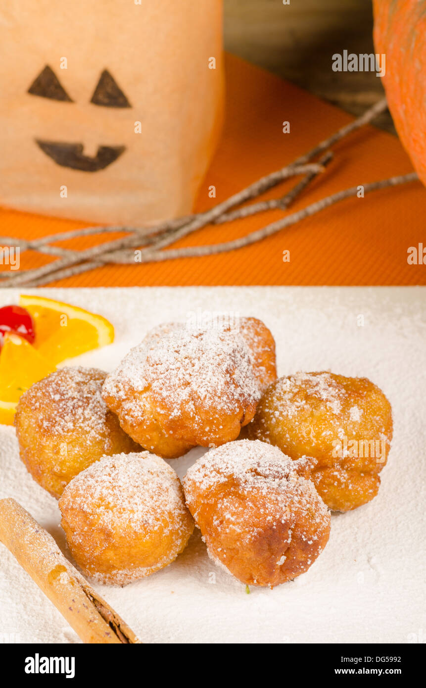 A traditional Spanish Halloween dessert served with holiday decoration ...