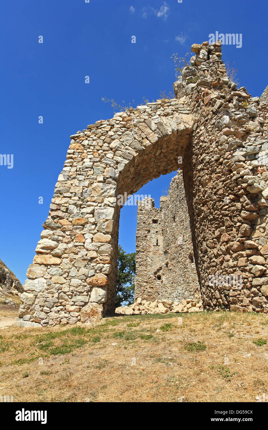 Ruins of medieval castle Hrusov located near village Skycov, Tribec ...