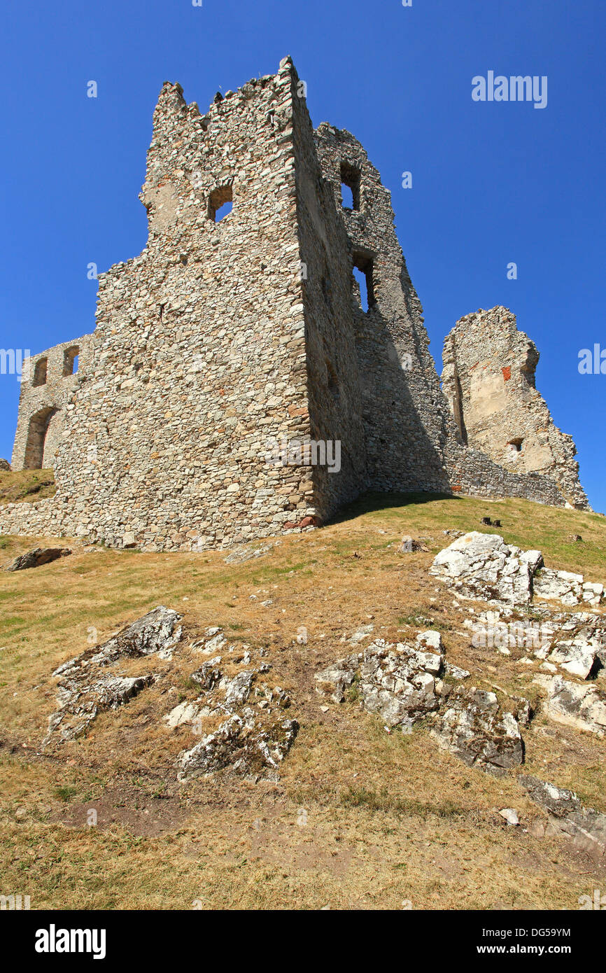 Ruins of medieval castle Hrusov located near village Skycov, Tribec ...