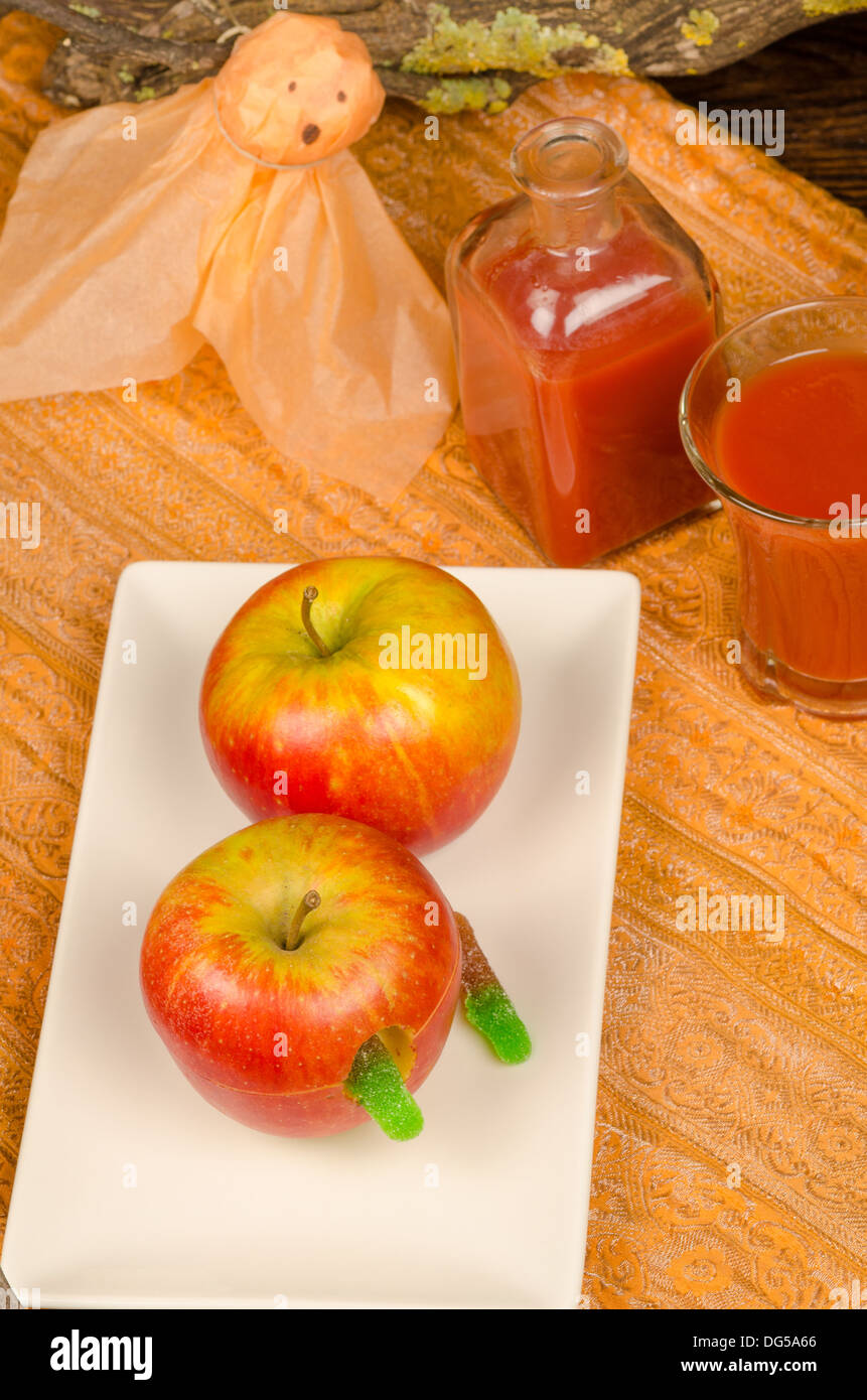 Rotten apple dessert, a Halloween idea for kid food Stock Photo - Alamy