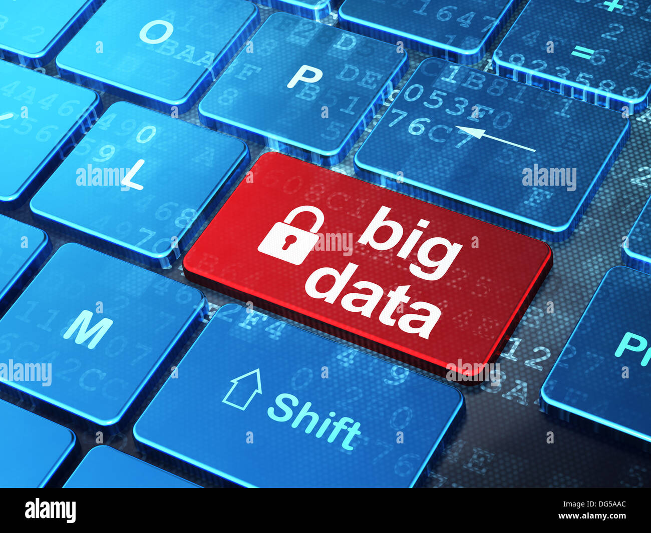 Information concept: Closed Padlock and Big Data on computer key Stock ...