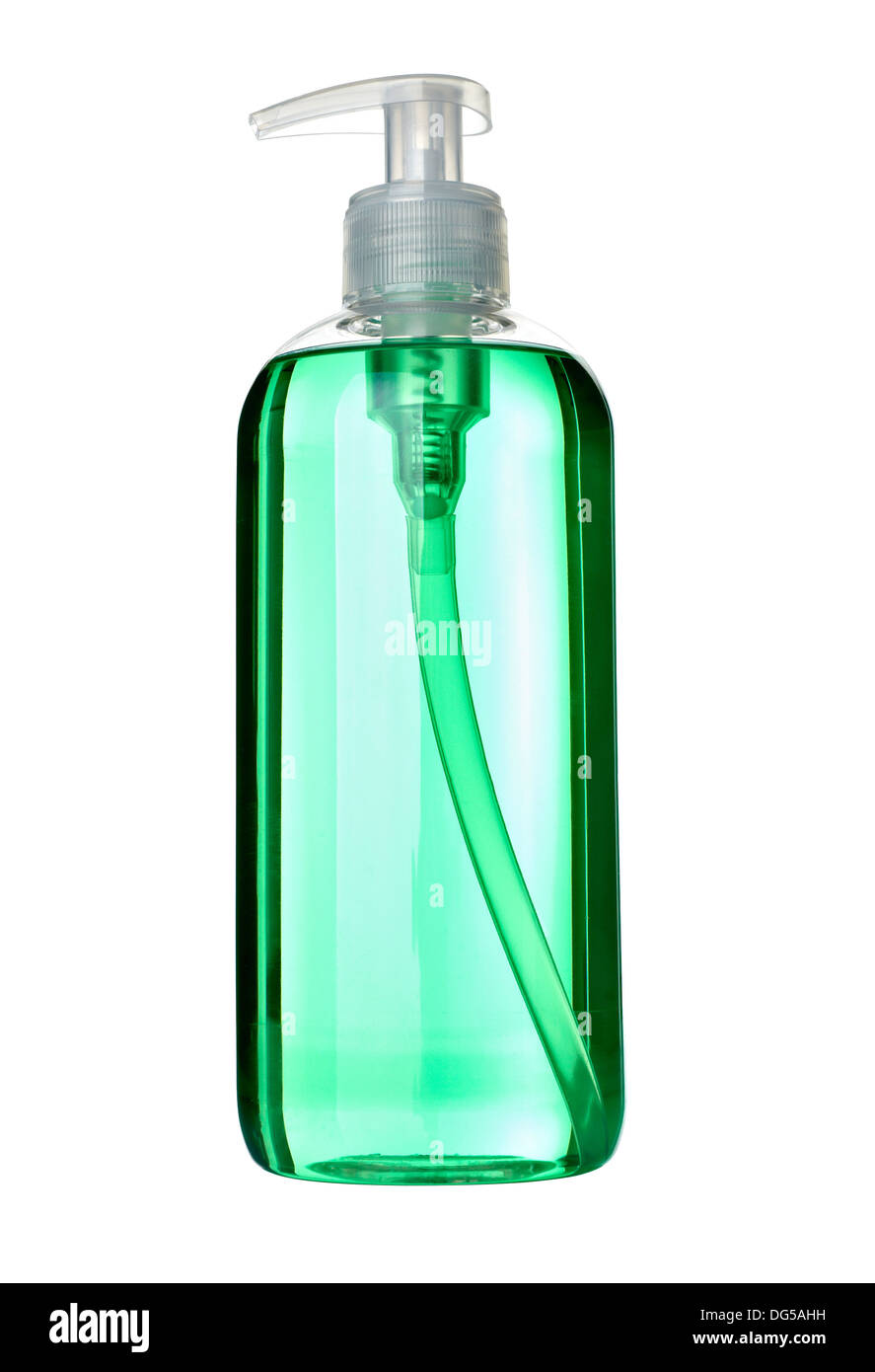 close up of a plastic soap bottle on white background with clipping ...