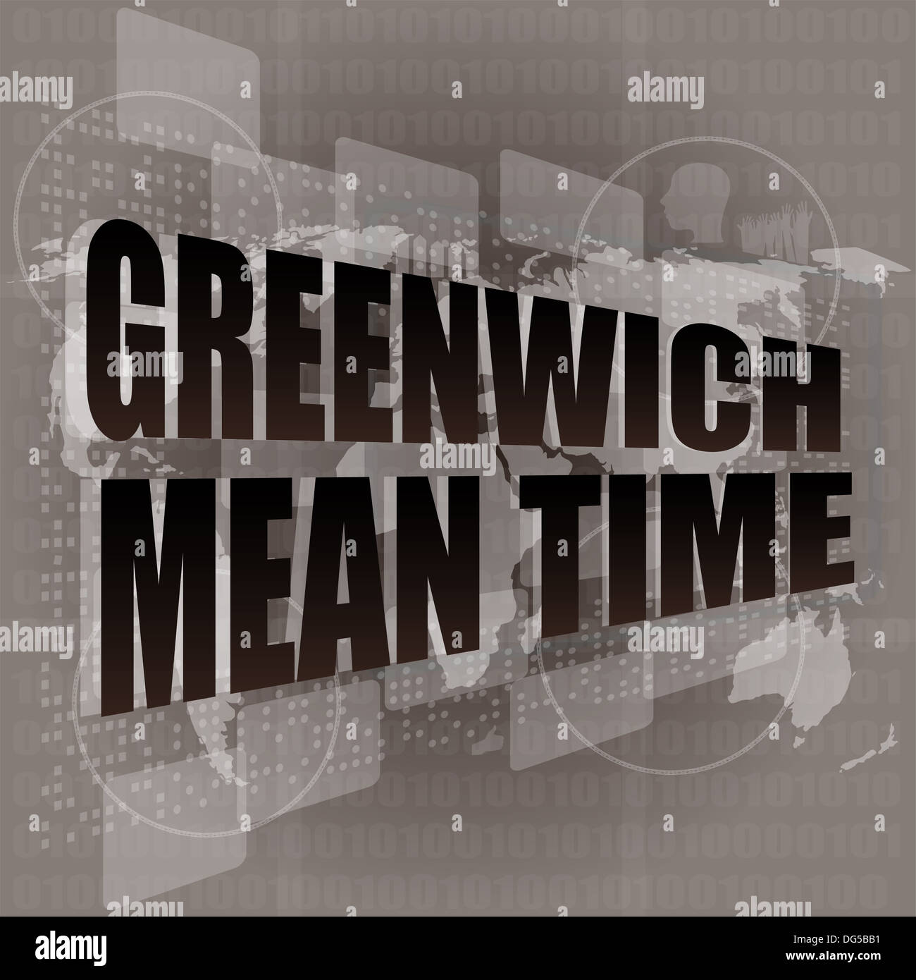 greenwich mean time word on digital touch screen Stock Photo - Alamy