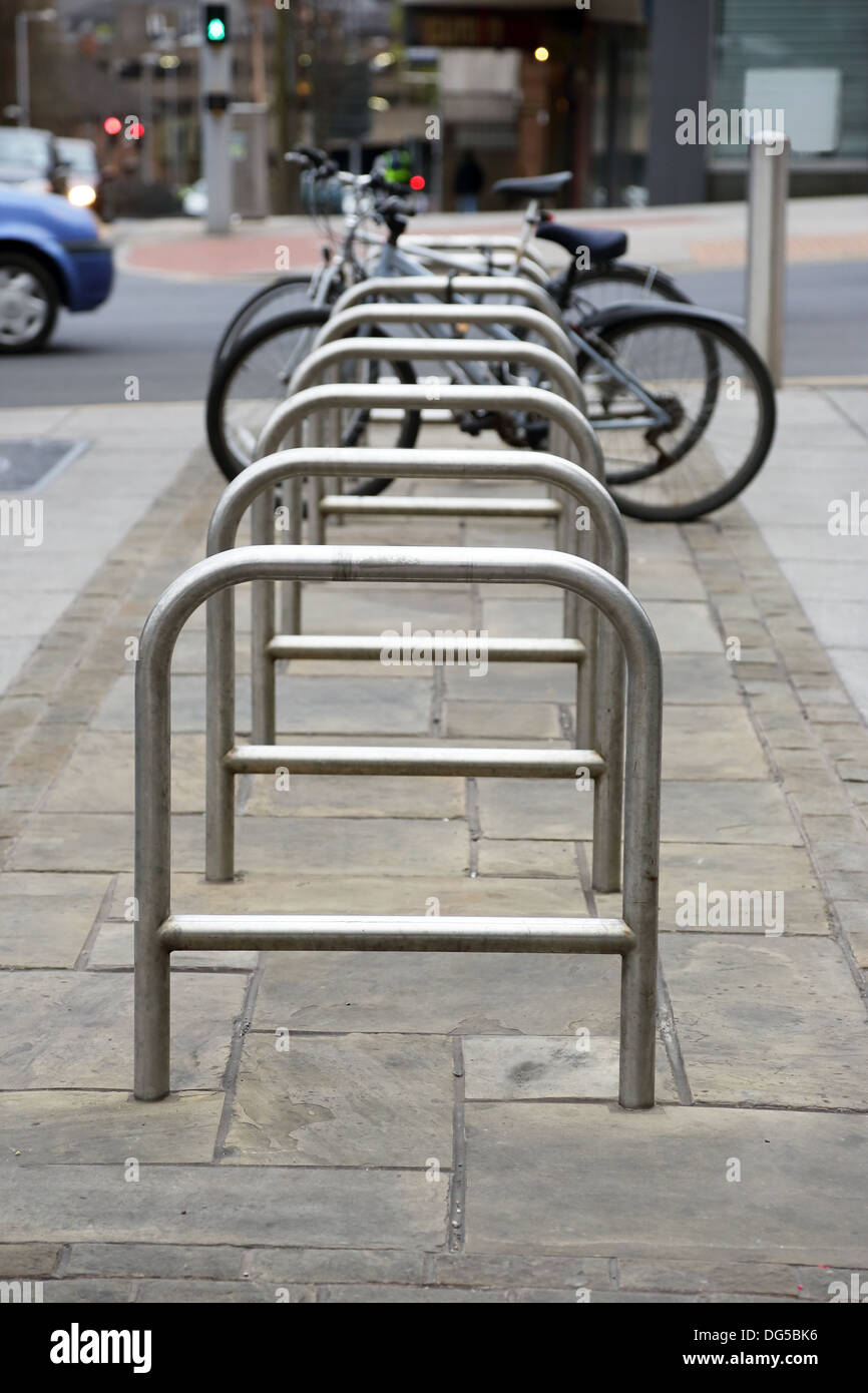 Bicycle Parking spaces, on a city street Stock Photo - Alamy