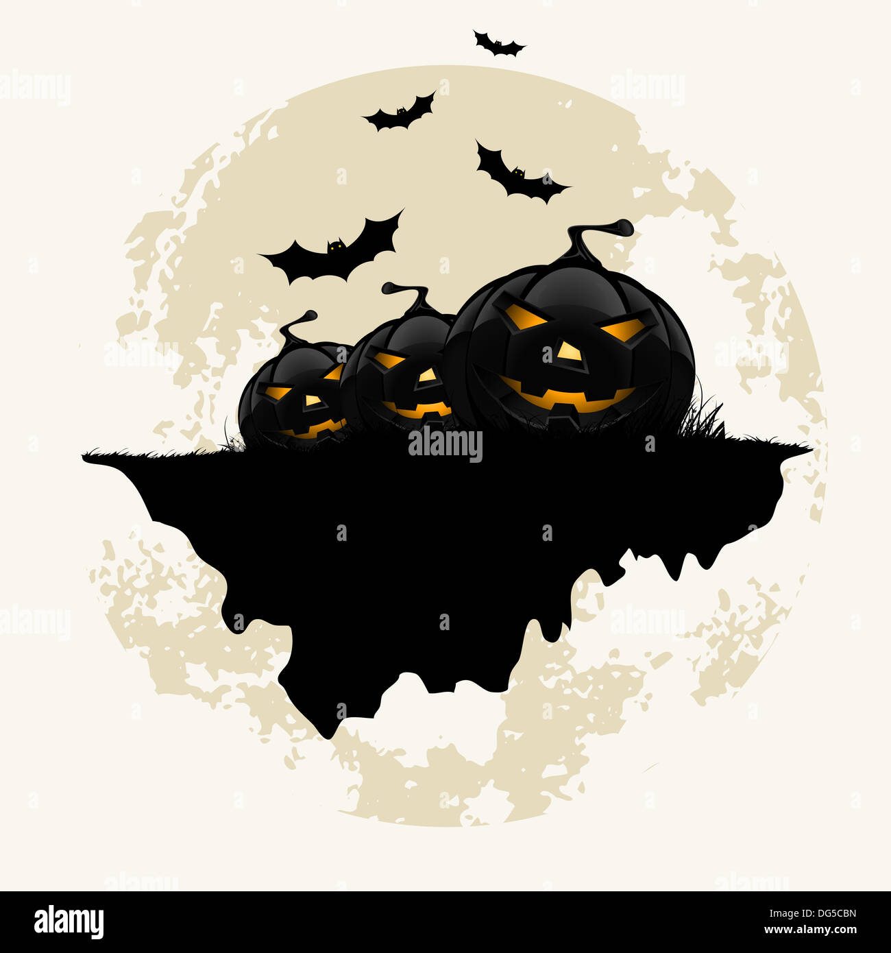 Grunge Background for Halloween Party with Pumpkins and Bats Stock ...