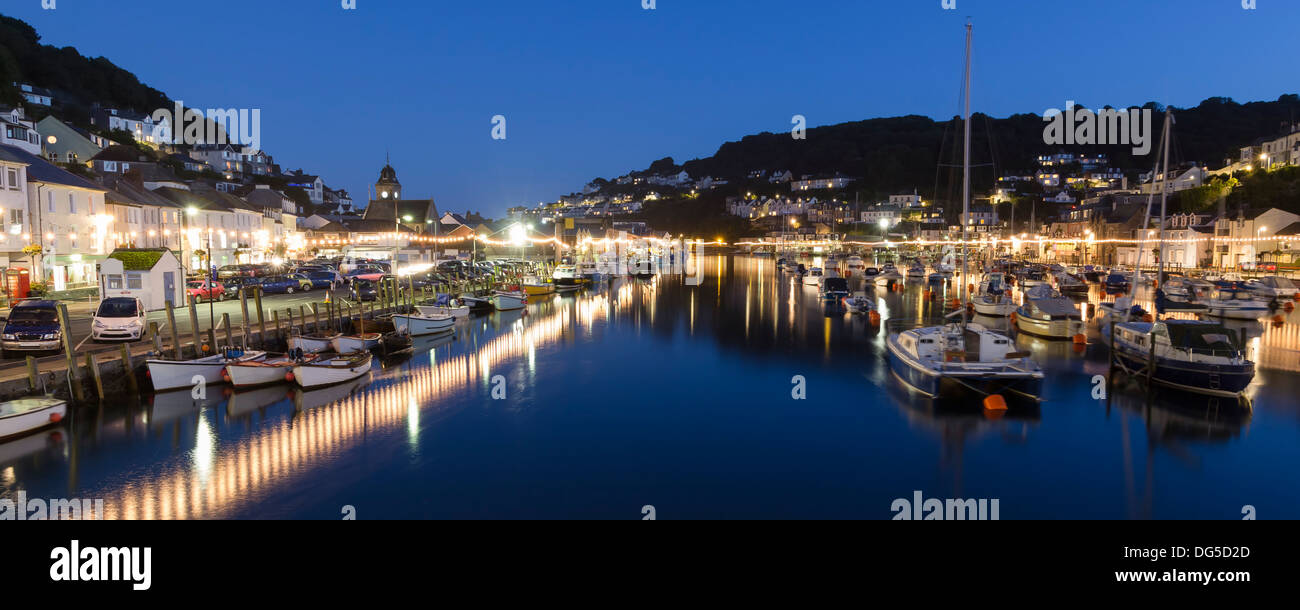 Looe Harbour at Night Cornwall England UK Europe Stock Photo - Alamy