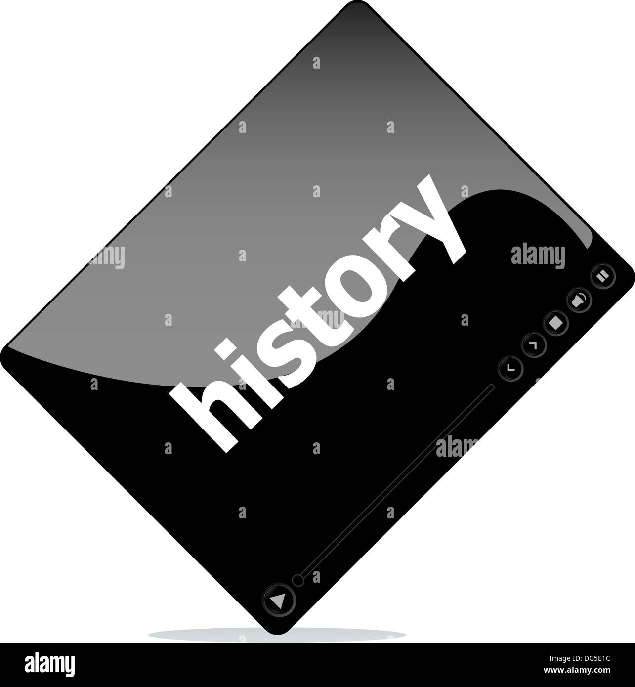 Social media concept: media player interface with history word Stock ...