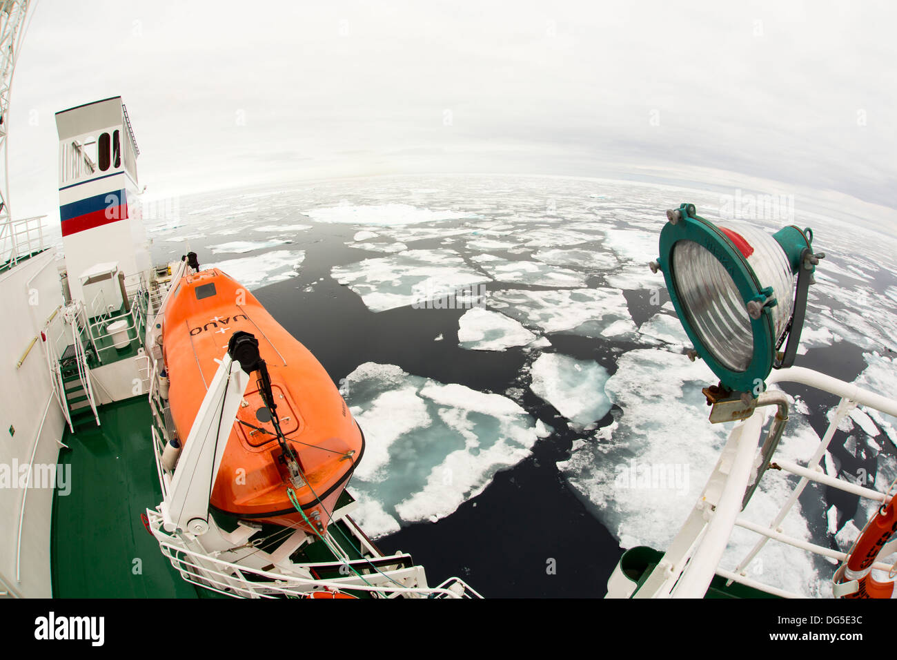 Rotten sea ice at over 80 degrees North off the north coast of Svalbard ...