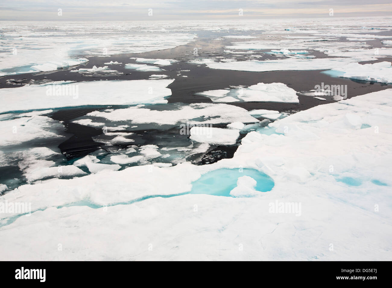 Rotten sea ice at over 80 degrees North off the north coast of Svalbard ...