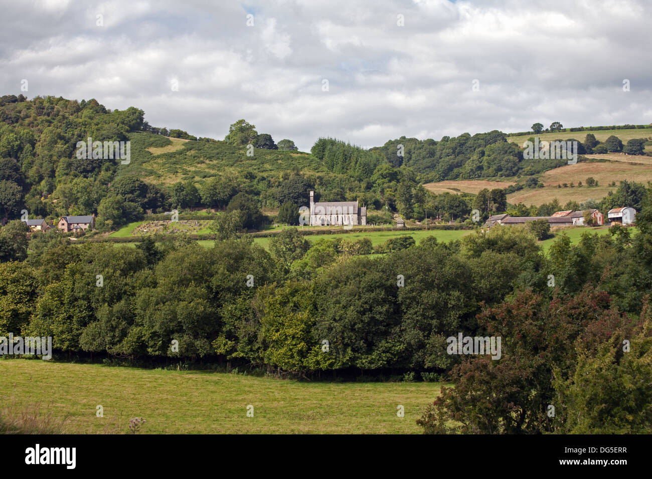 Rolling hills & Clun Forest near the Offa's Dyke Path and the village ...