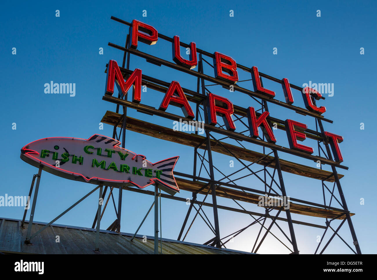 Seattle public market sign hi-res stock photography and images - Alamy