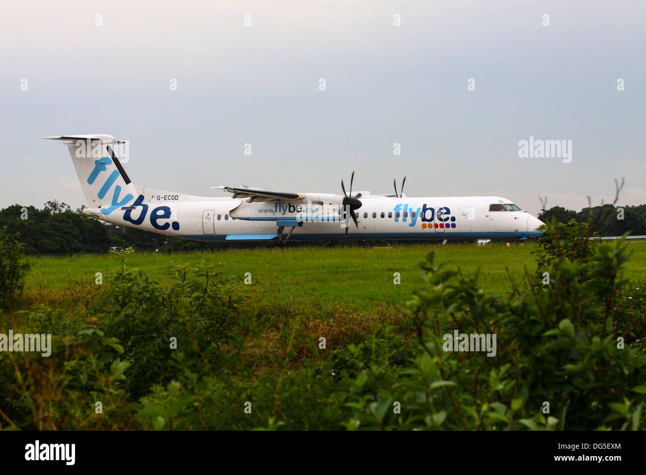 Fly be plane preparing for take off at Leeds Bradford Airport Stock ...