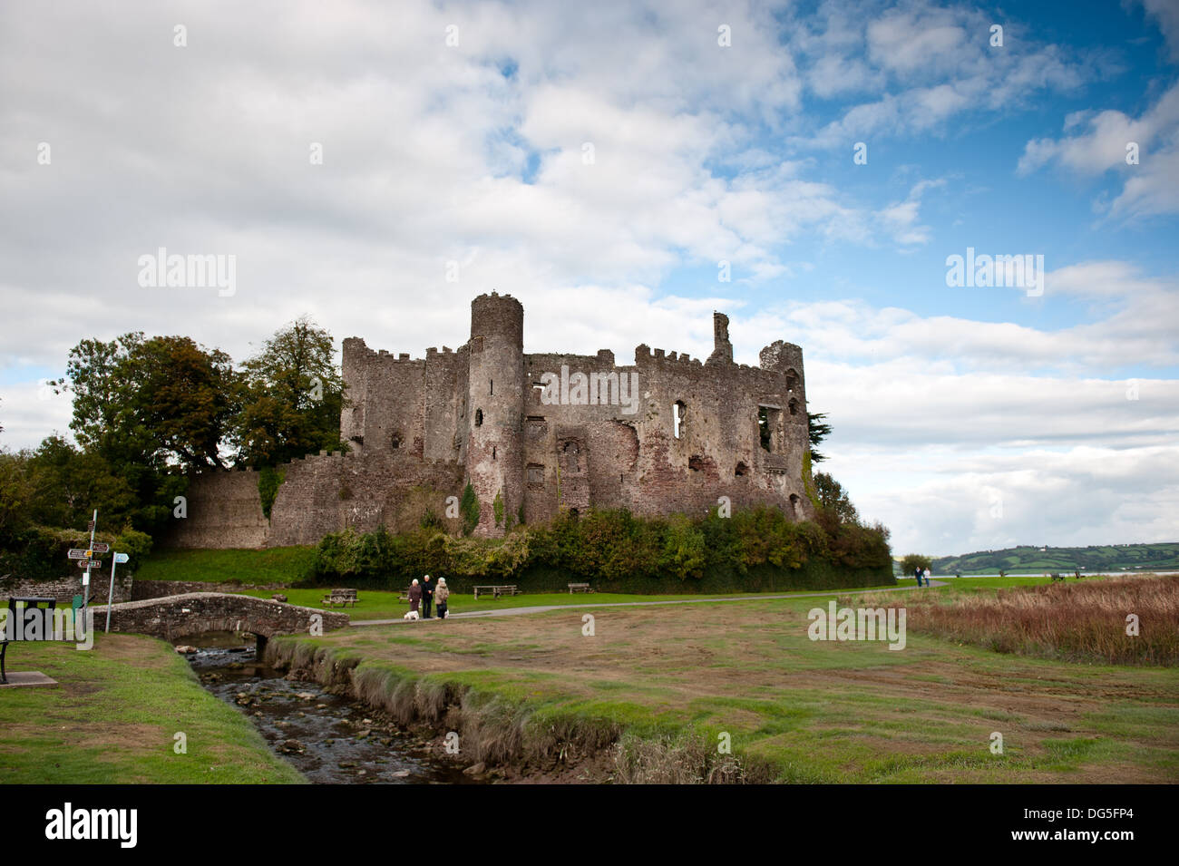 A view Laugharne castle ,Laugharne, the Birthplace of Dylan Thomas ...