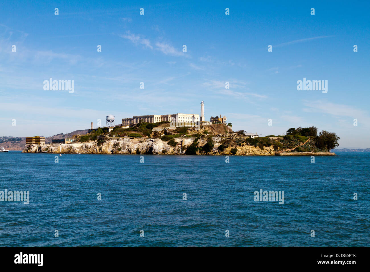 View of Alcatraz island seen from offshore on San Francisco Bay Stock ...