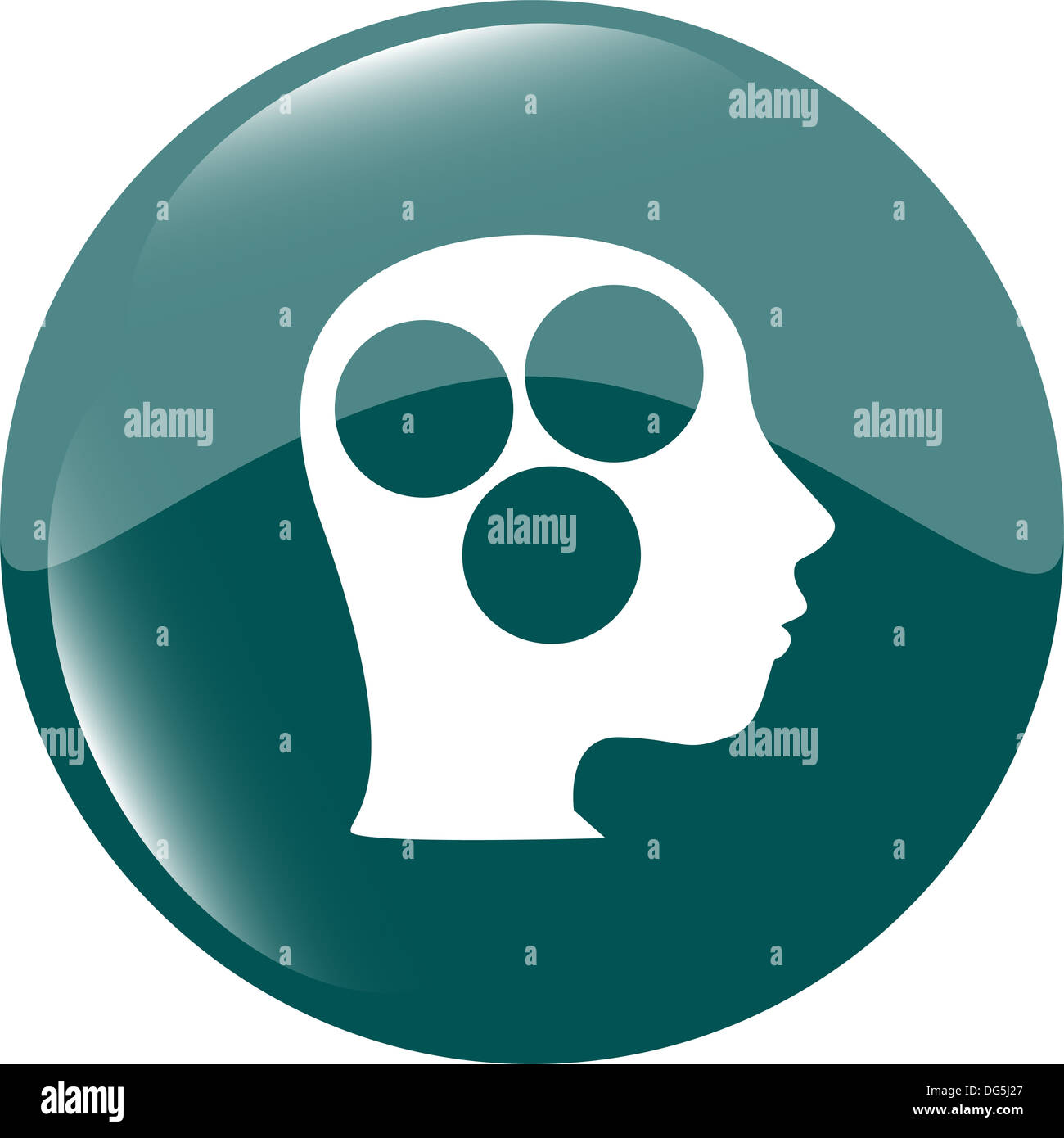 idea head circle glossy icon Stock Photo - Alamy