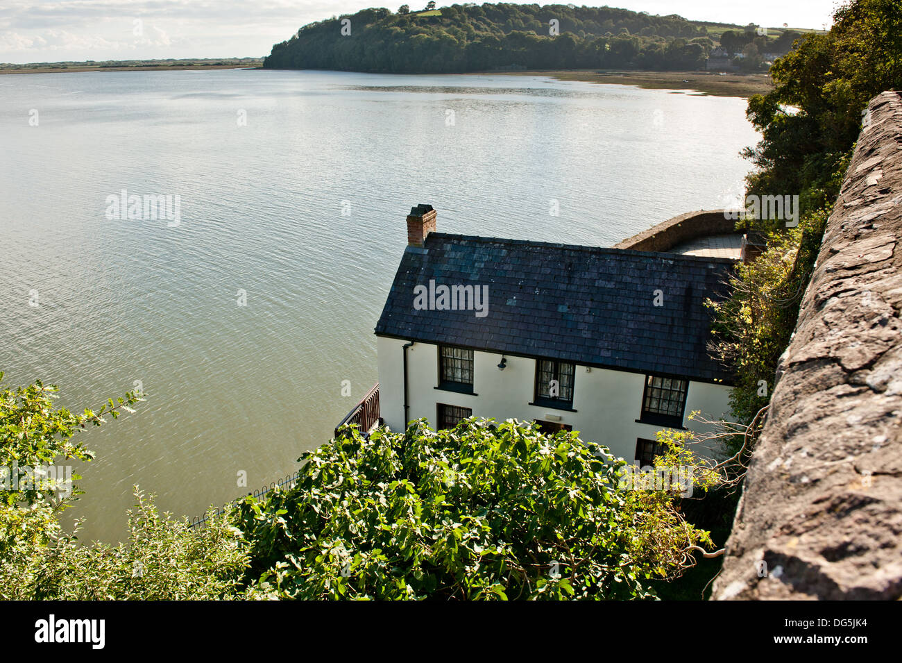 View of Dylan Thomas' Boathouse in the town of Laugharne, the ...