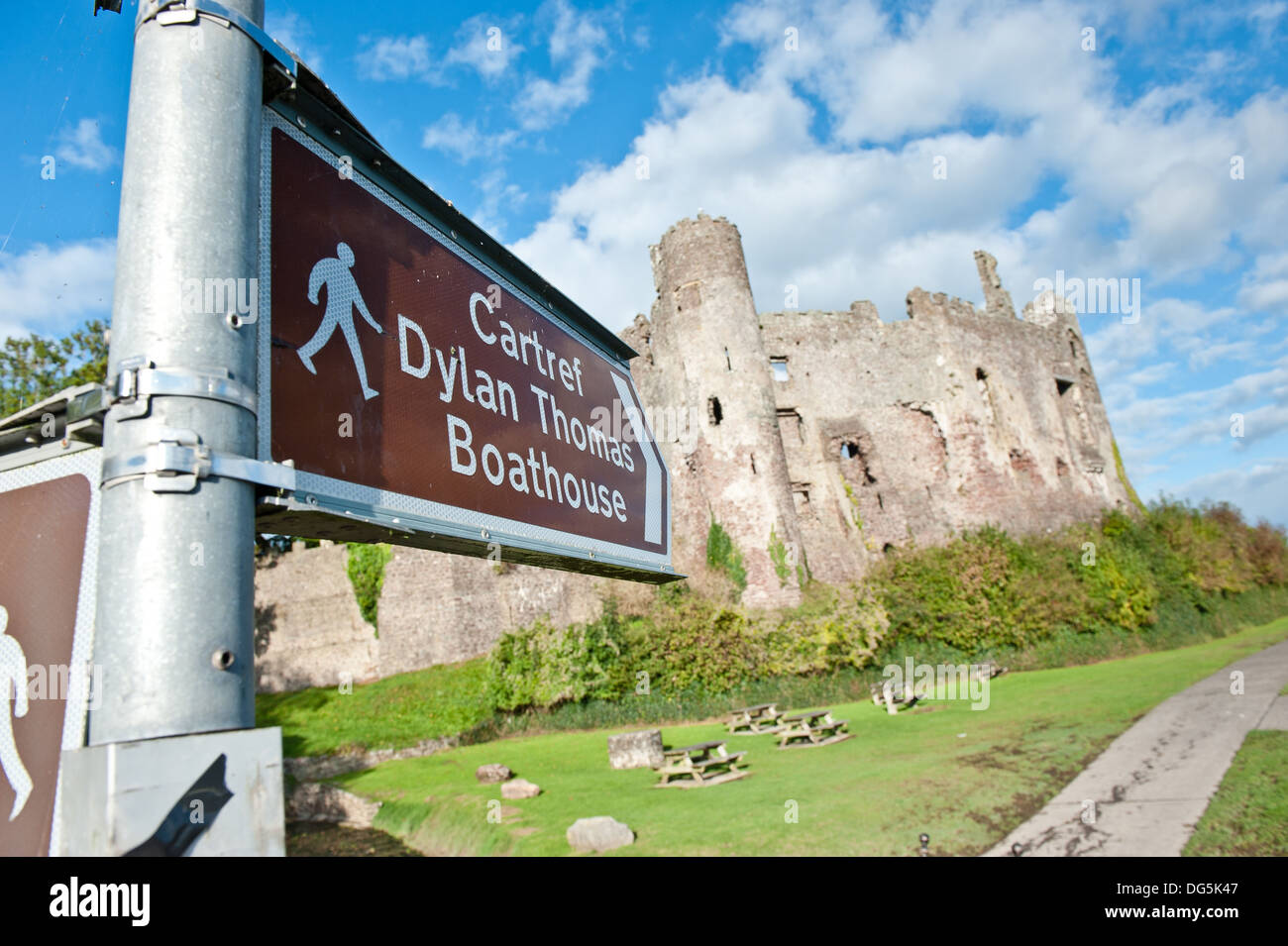 View of of Laugharne Castle near the Birthplace of the Poet Dylan ...