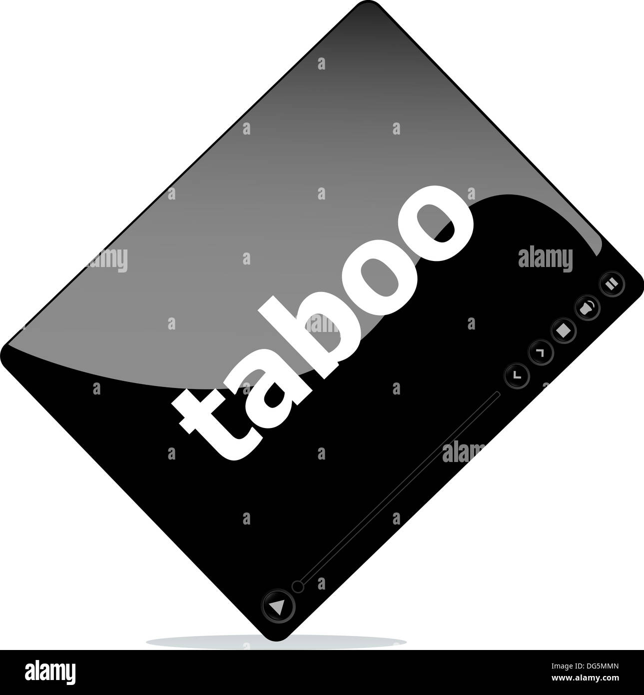 Social media concept: media player interface with taboo word Stock ...