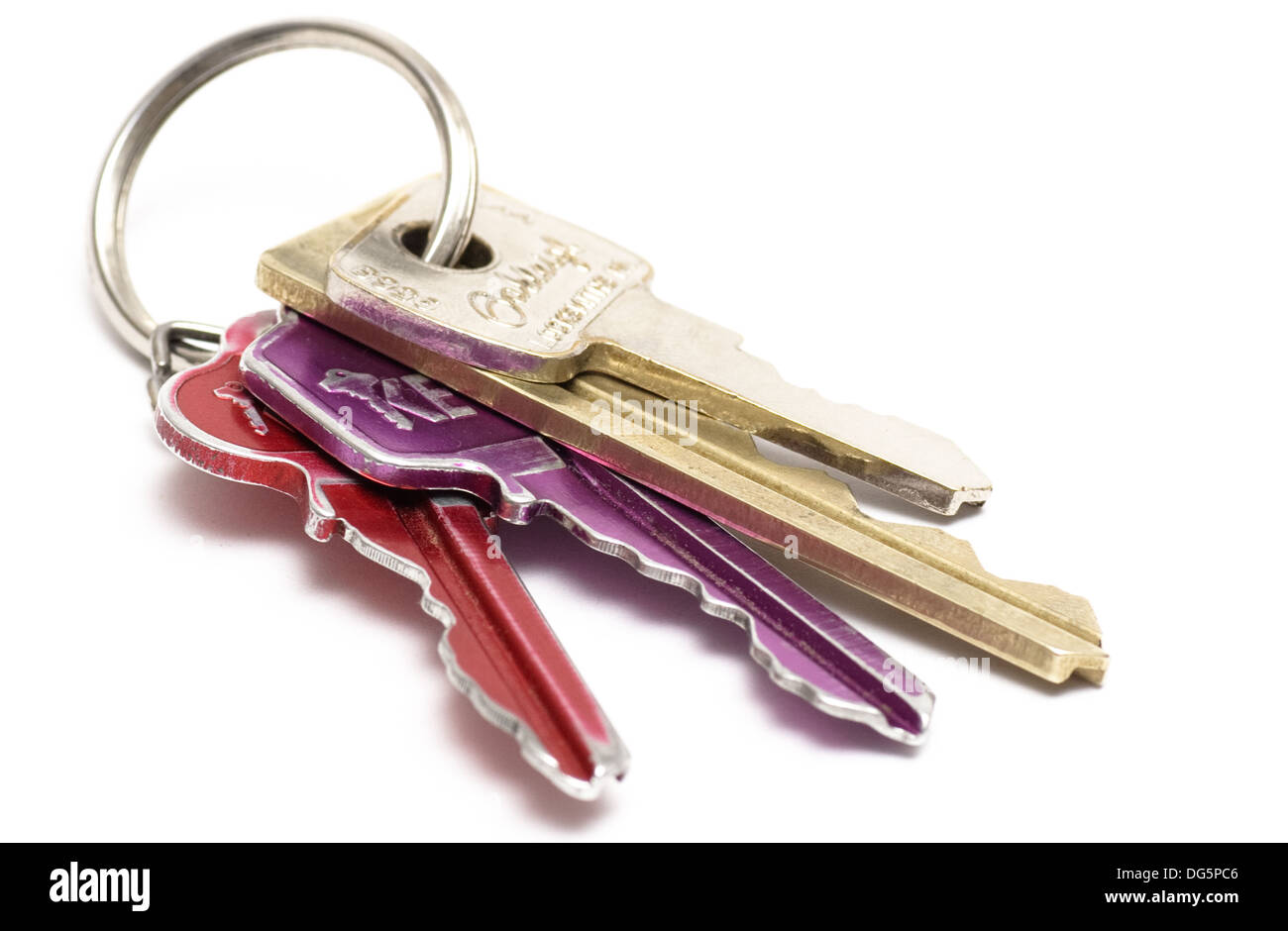 Multi Coloured Keys On White Background Stock Photo - Alamy