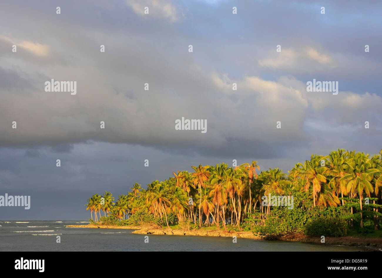 Las Galeras beach at sunset, Samana peninsula, Dominican Republic Stock ...