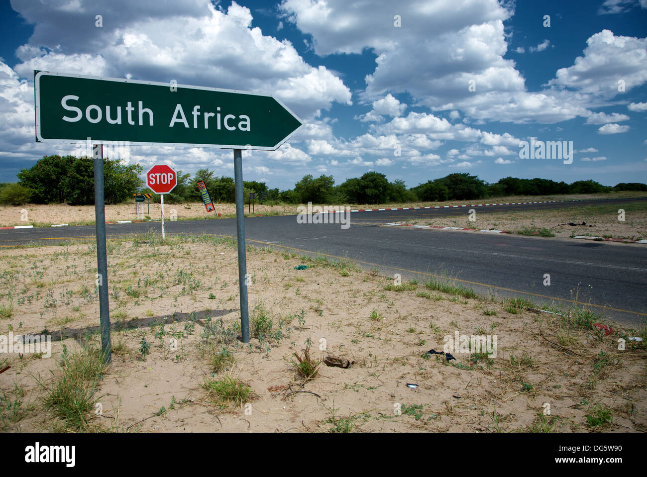 South Africa sign road in Botswana Stock Photo - Alamy