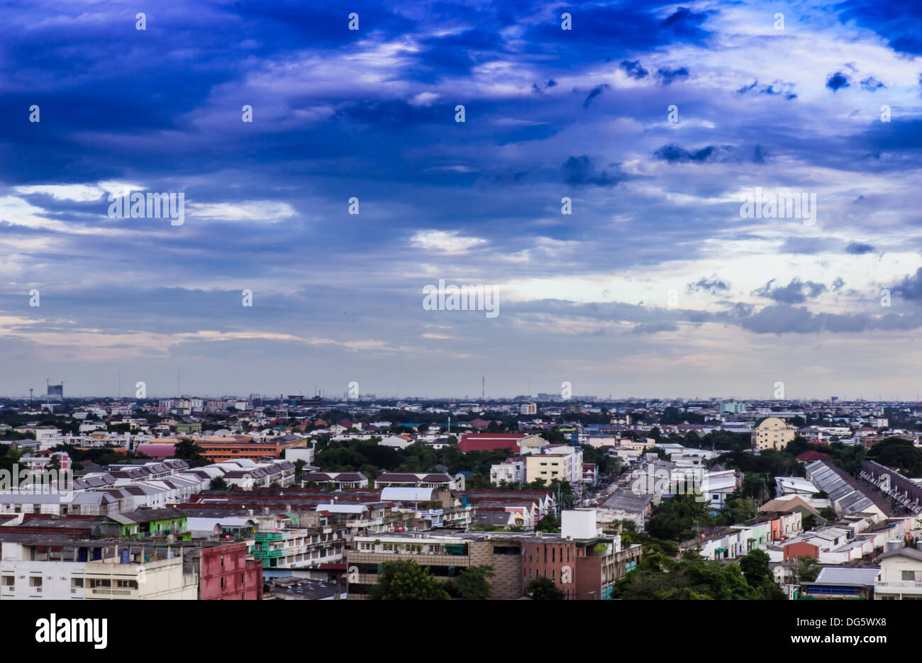 The atmosphere building in the city at evening on top view, Bangkok ...