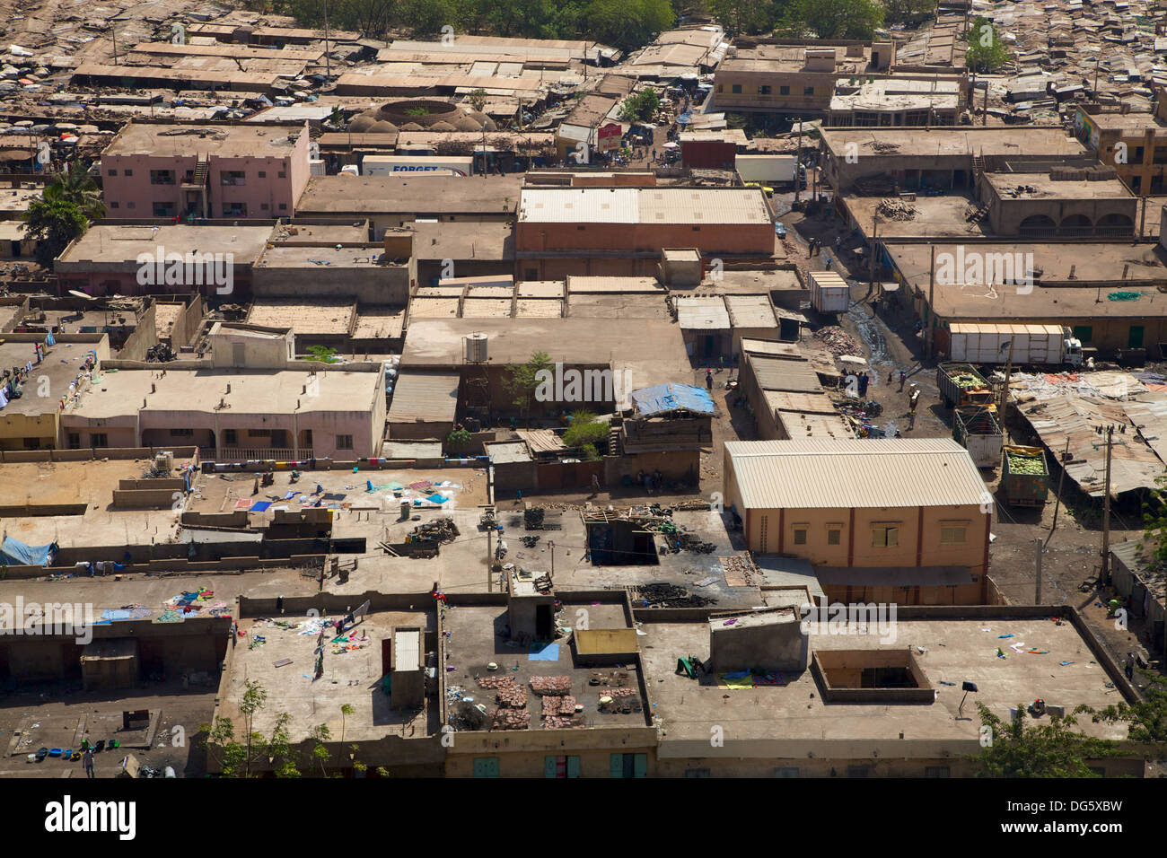 Aerial view of the city of Bamako in Mali during the day Stock Photo ...