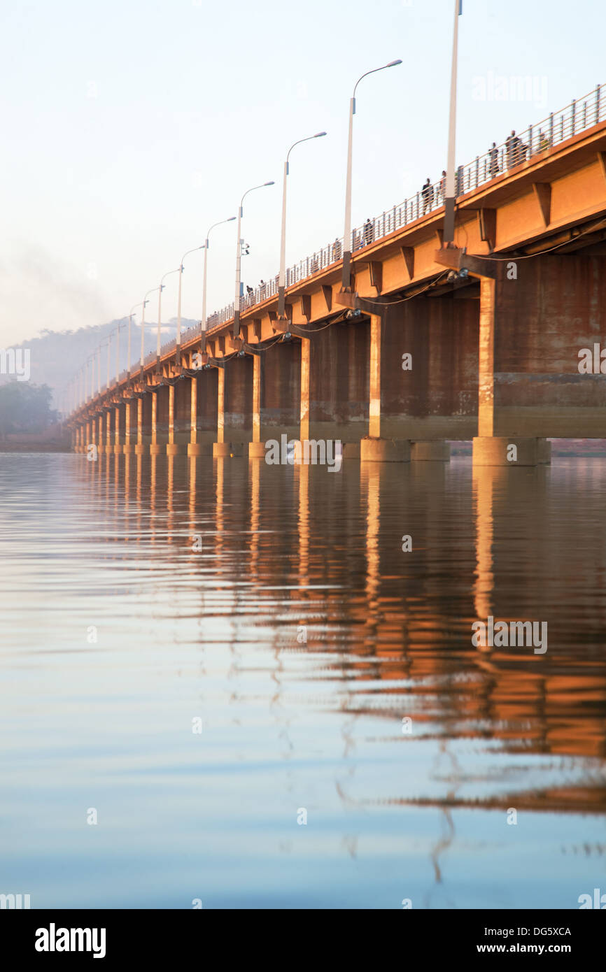 Pont des martyrs Bridge in Bamako - On the river the Niger with a ...