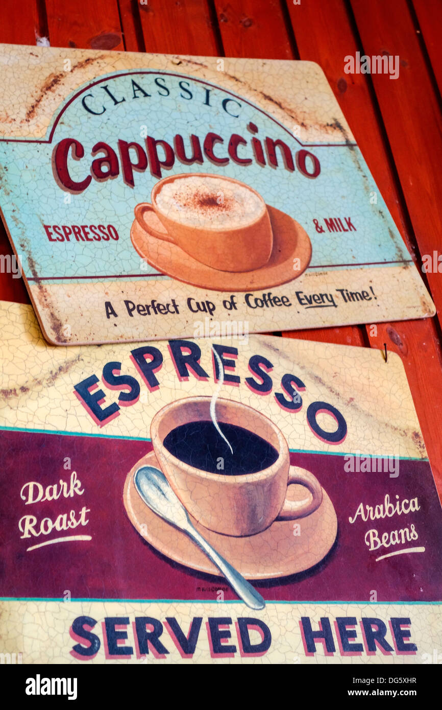 Old coffee ads cappuccino wall hi-res stock photography and images - Alamy