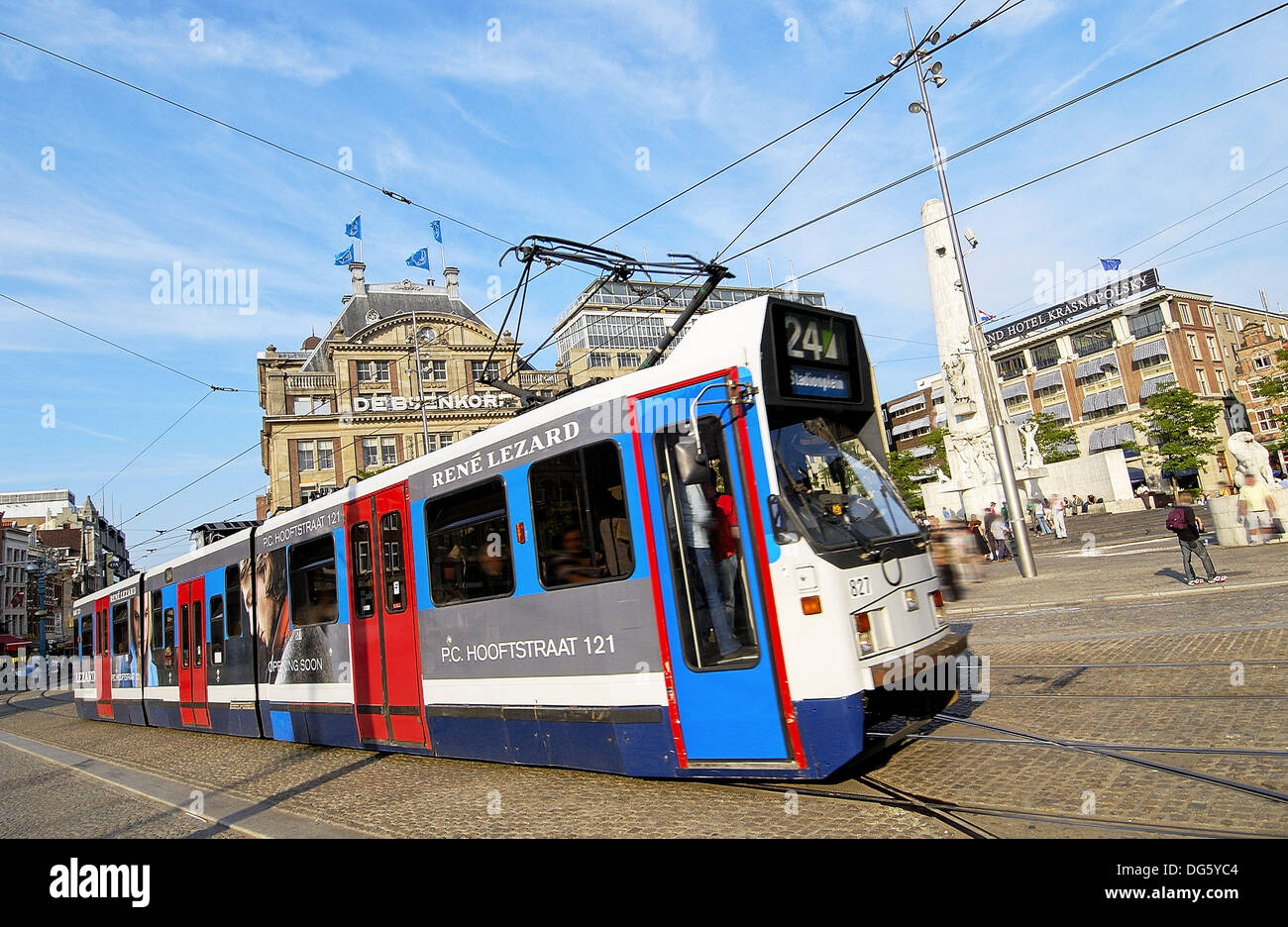 Tram and National Monument on Dam Square. Amsterdam. Netherlands Stock ...