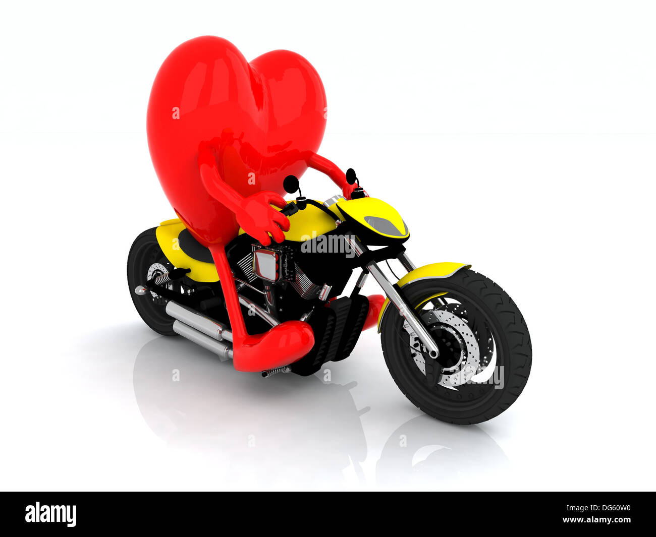 heart with arms and legs on the motorbike, 3d illustration Stock Photo ...