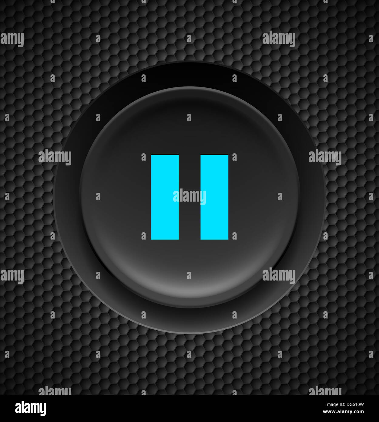 Black button with blue pause sign on carbon background Stock Photo - Alamy