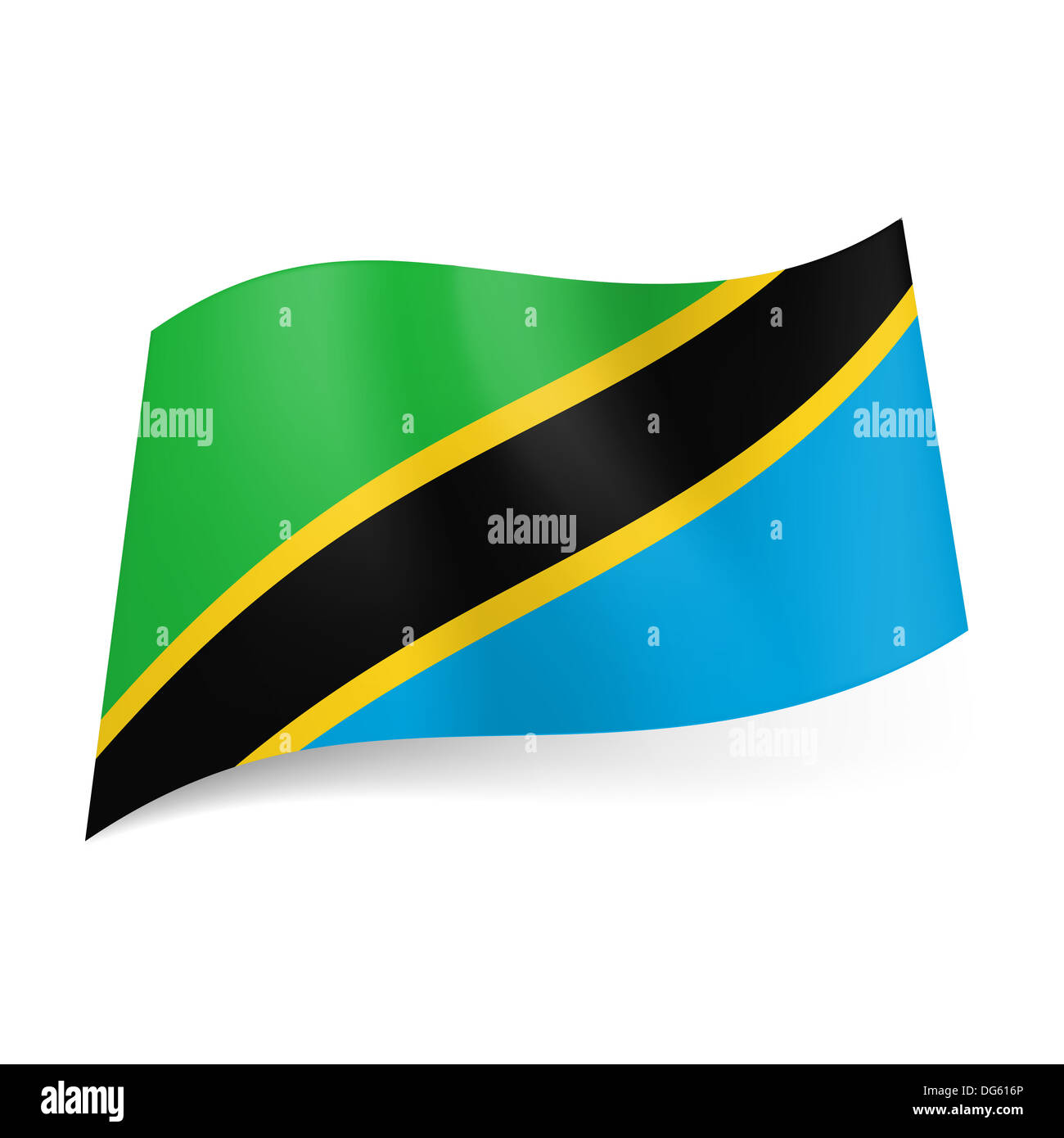 National flag of Tanzania: diagonal yellow outlined black stripe ...