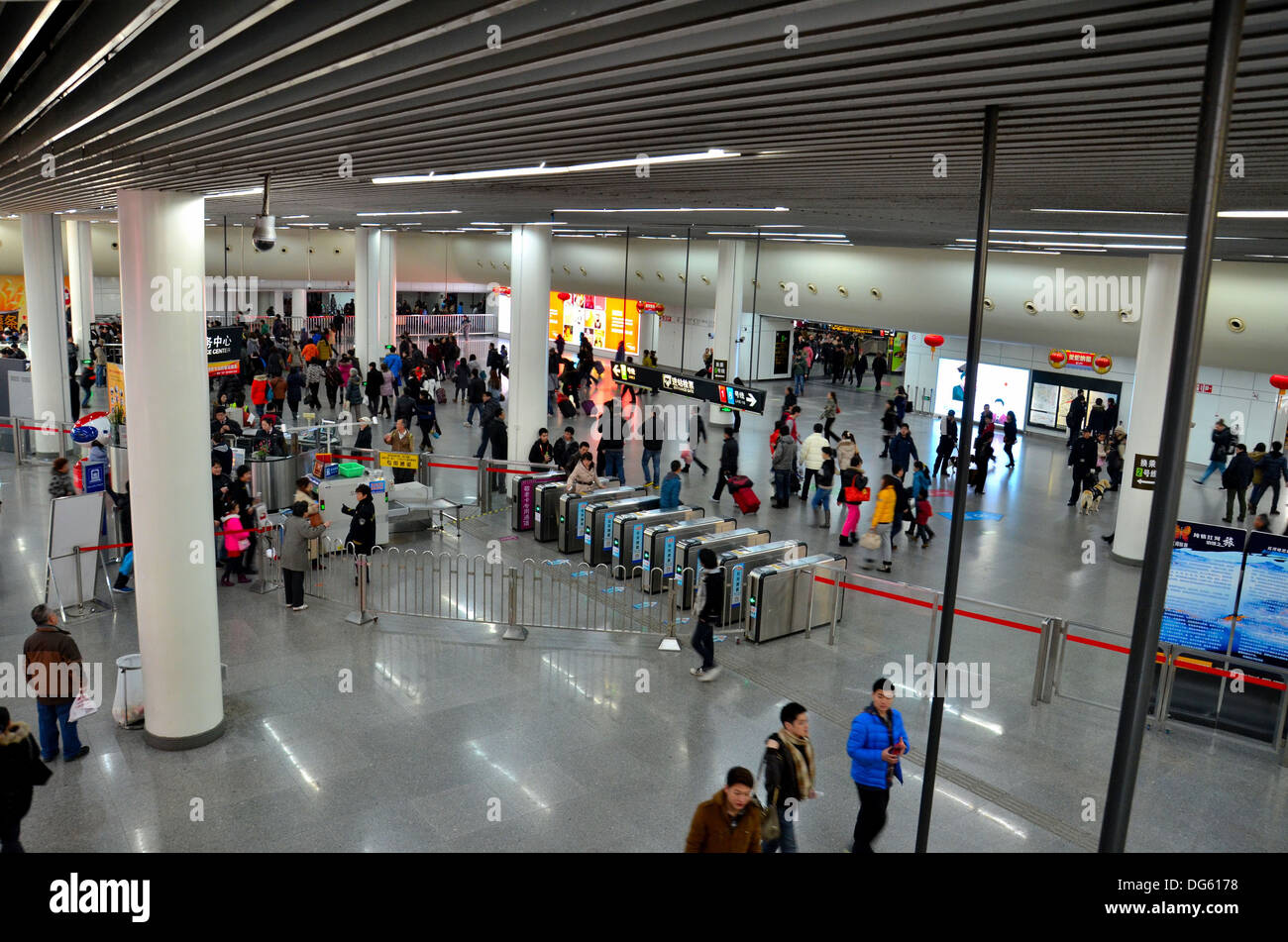 People's Square subway station crowds and security counters Shanghai ...