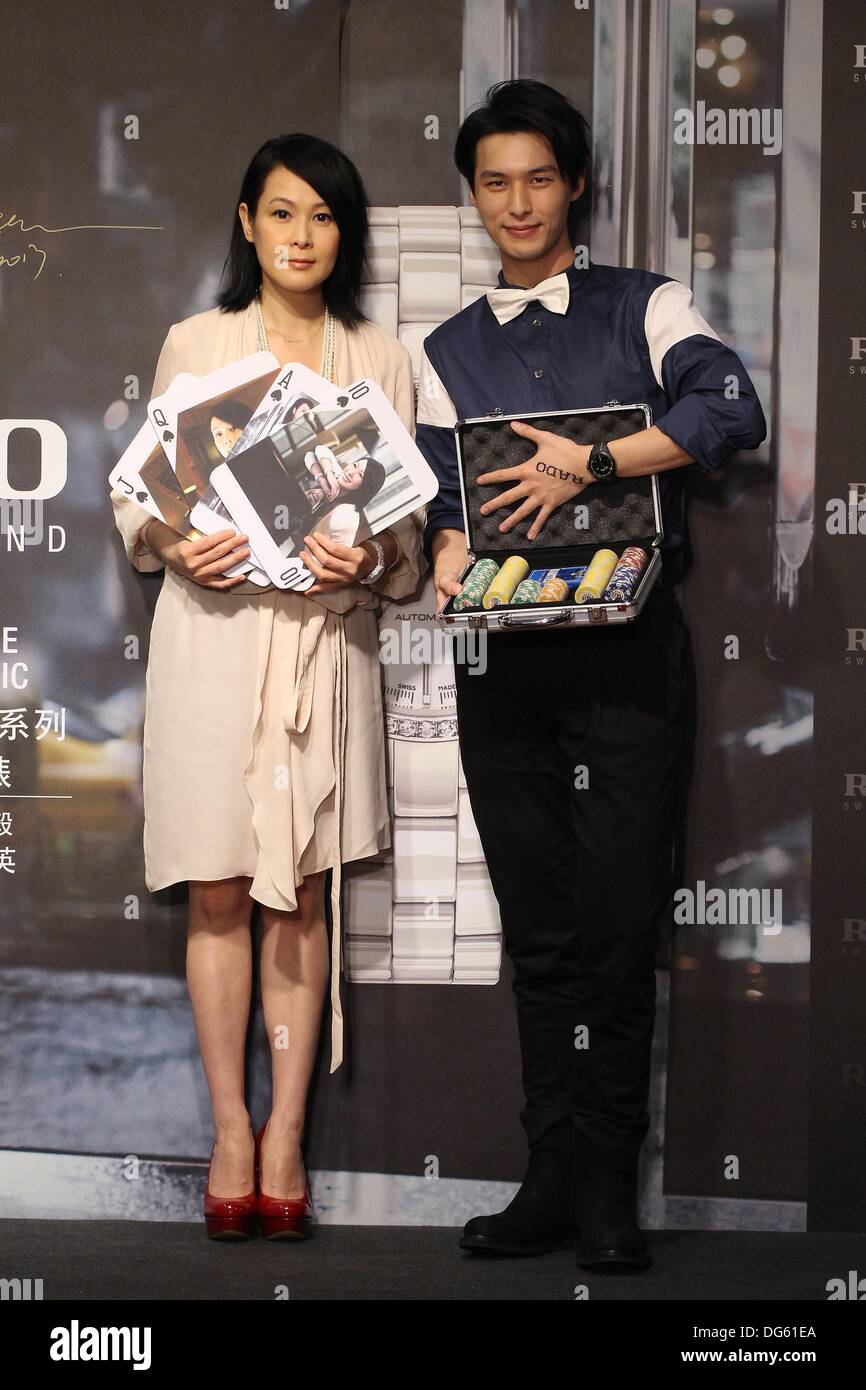 Taipei, China. 14th Oct, 2013. Singer Ren'e Liu and Yen-j attend ...