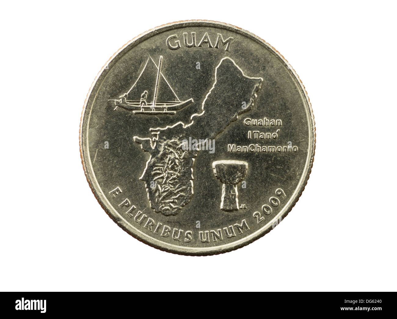 US commemorative Guam quarter coin isolated on white background Stock ...