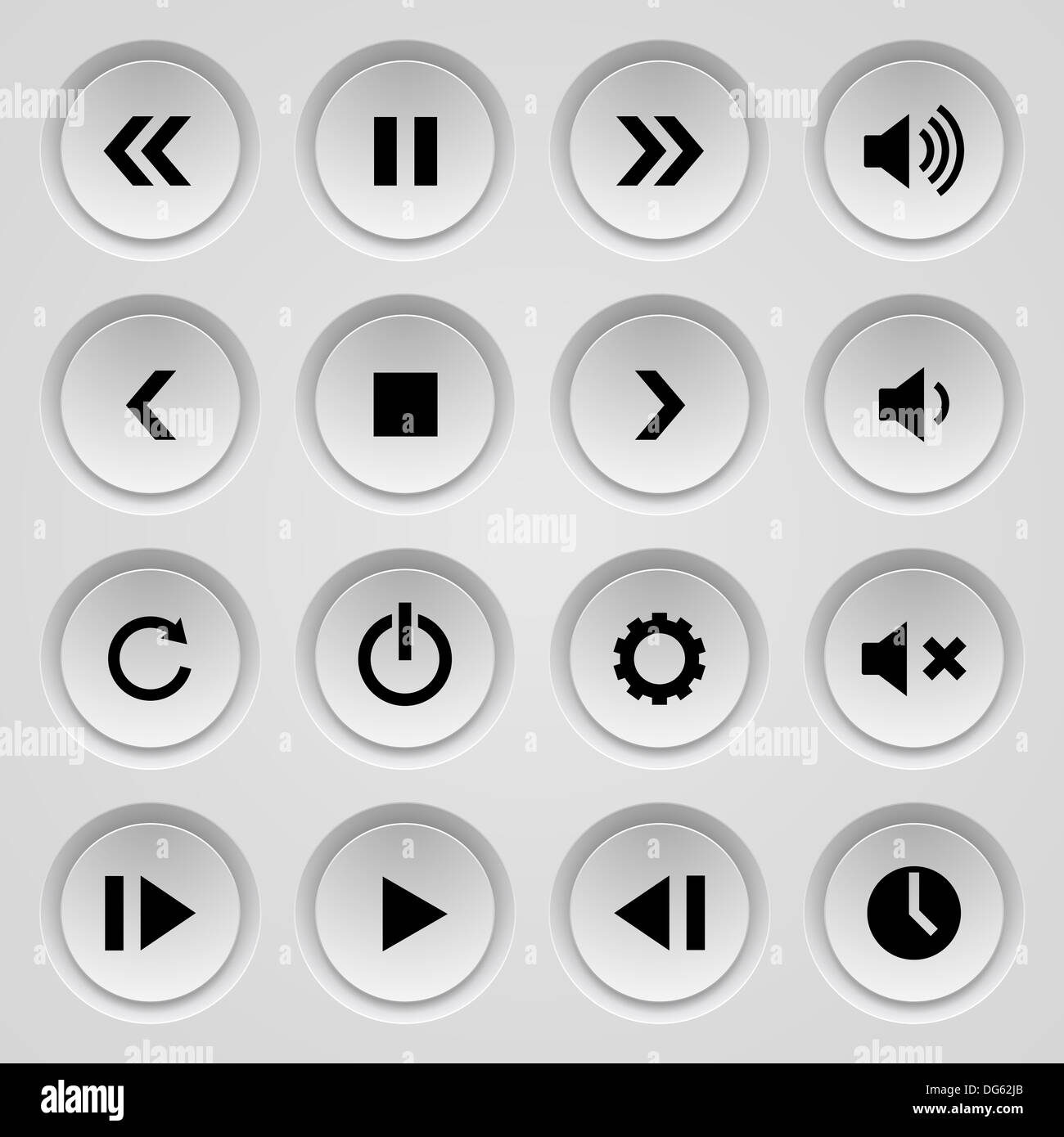 Set of black and gray round buttons of clicker or console Stock Photo ...