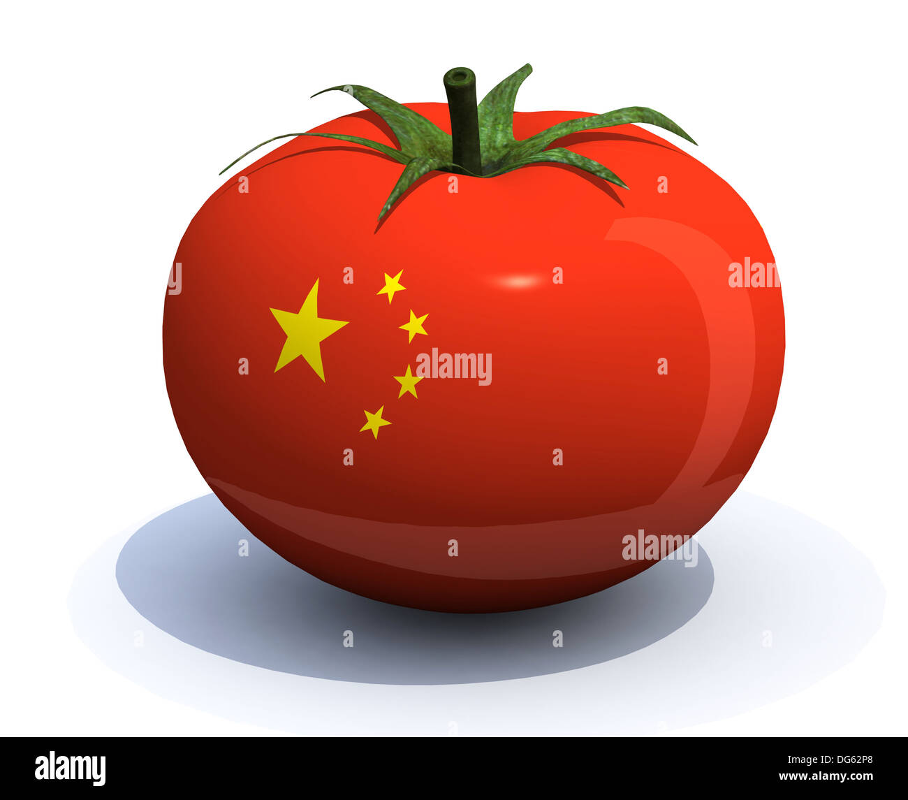 tomato with Chinese flag on the peel, 3d illustration Stock Photo - Alamy