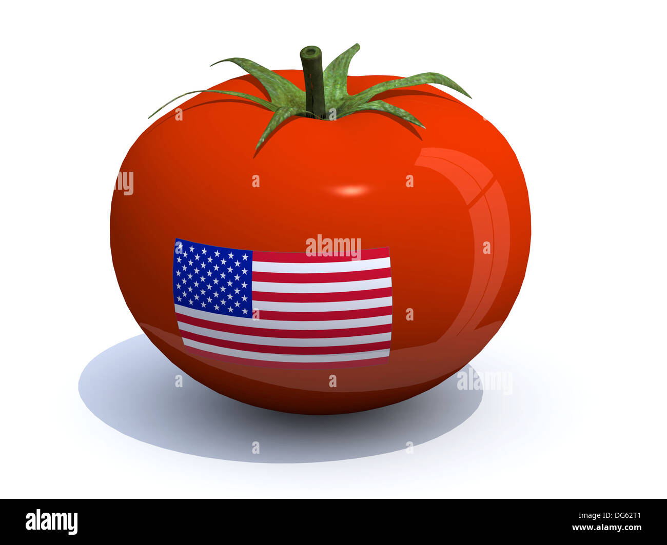 tomato with American flag on the peel, 3d illustration Stock Photo - Alamy