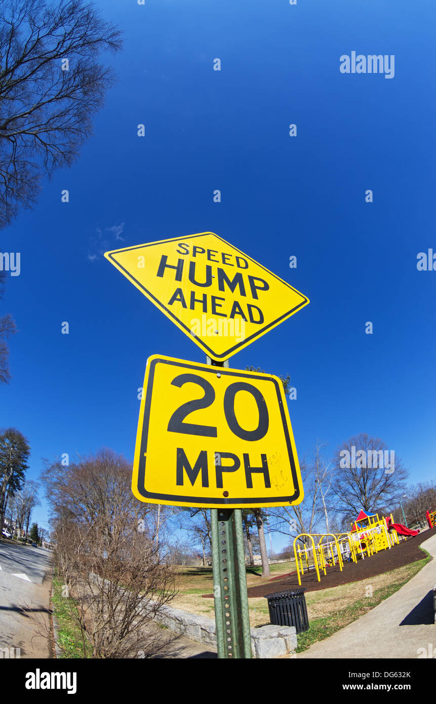 Road sign playground ahead sign hi-res stock photography and images - Alamy