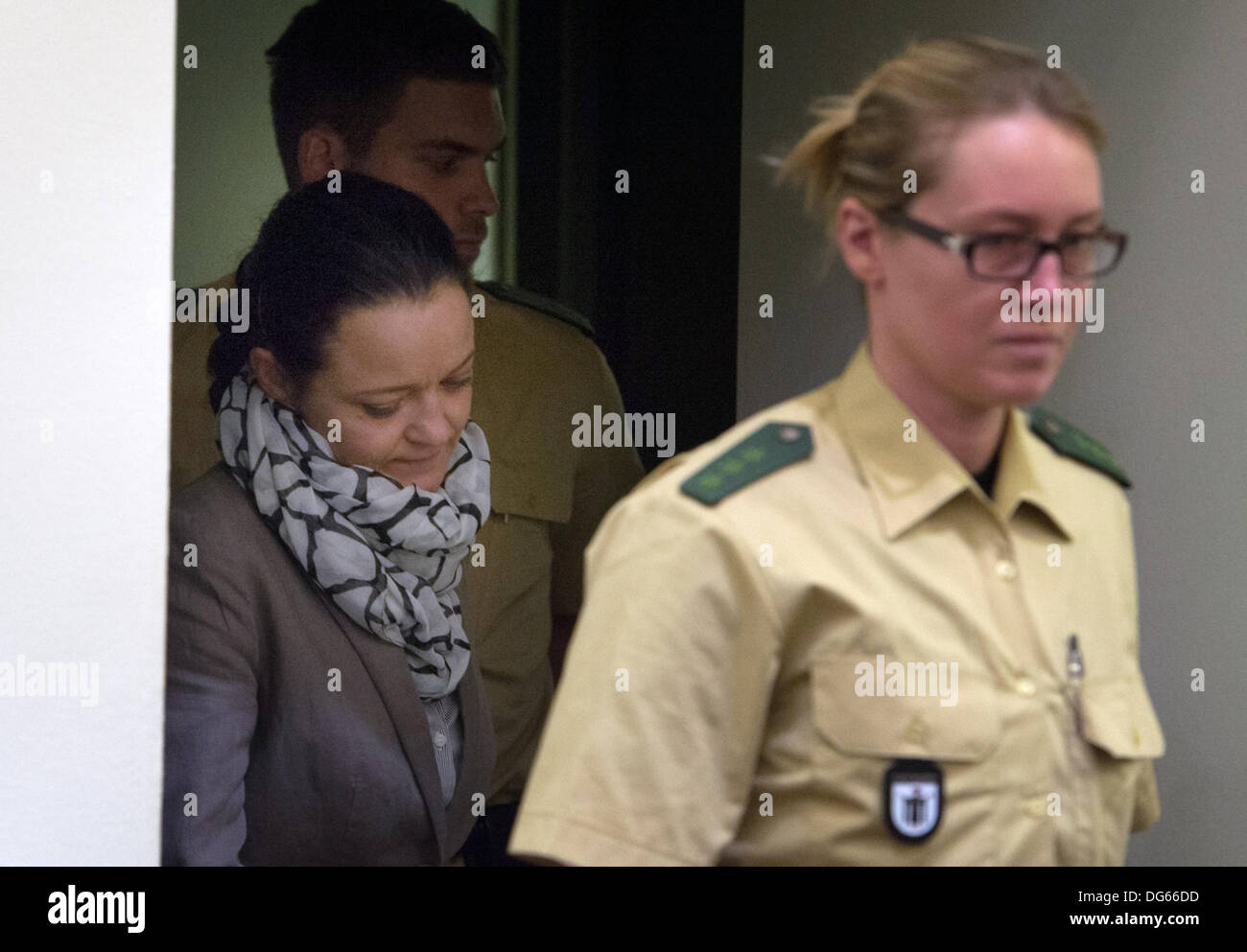 Defendant Beate Zschaepe enters the courtroom of the higher regional ...